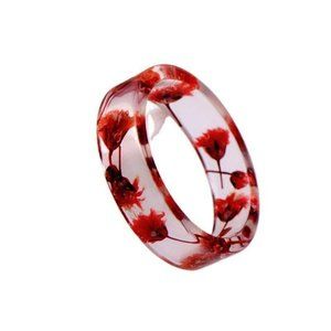Jewelry | Clear Dried Red Flowers Transparent Resin Epoxy Ring | Poshmark